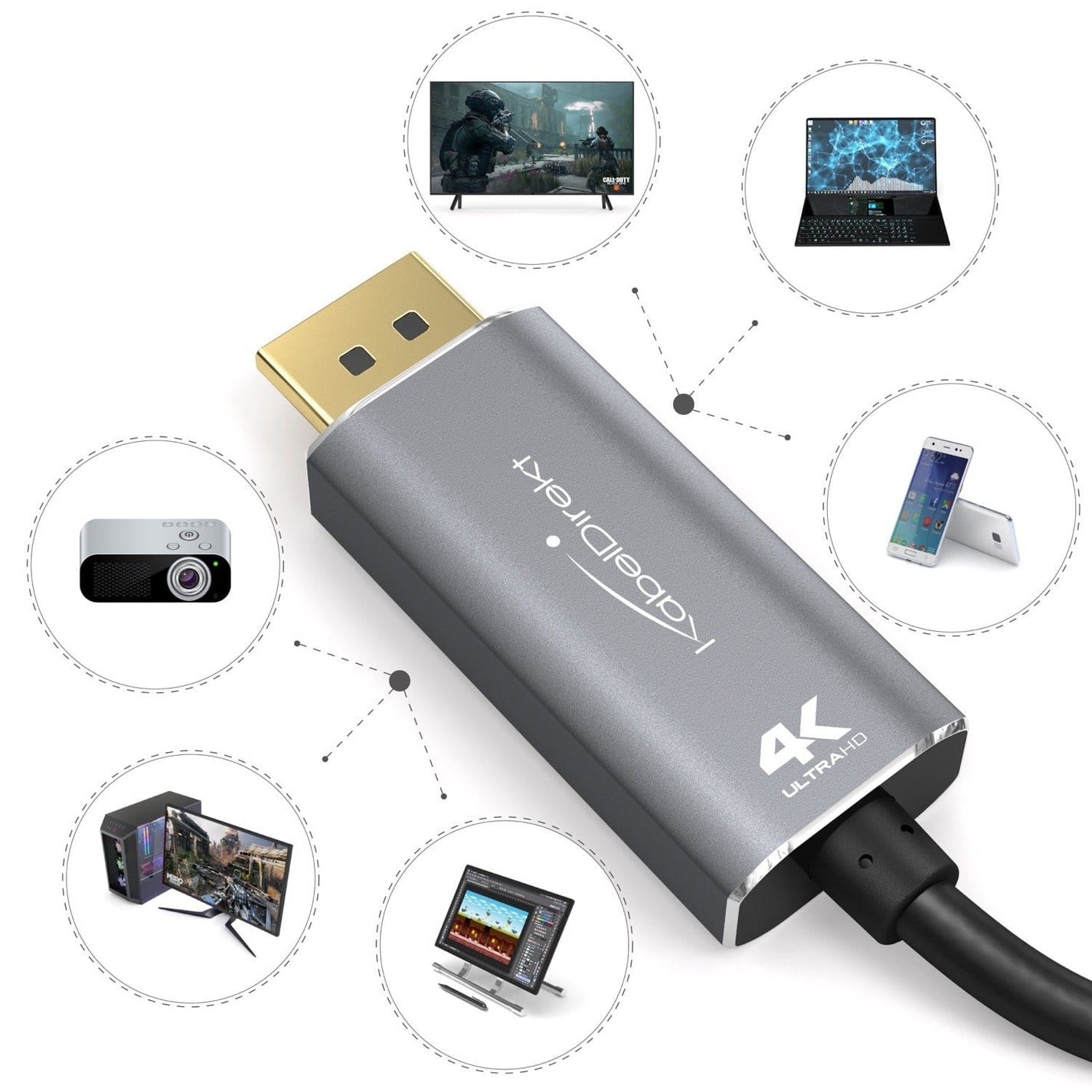 USB-C auf DisplayPort Adapterkabel - 2m - für 4K bei 60Hz, USB-C ...